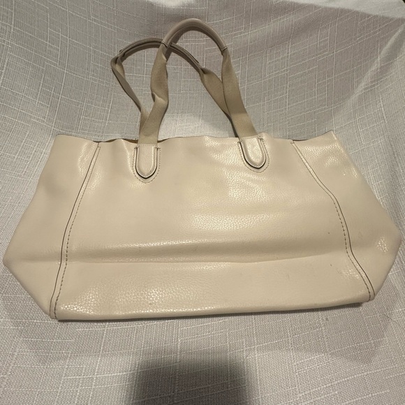 Coach | Bags | Coach Cream Leather Tote Bag | Poshmark